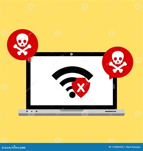 Alert Notification On Laptop Computer Vector Malware Concept Spam Data Fraud Internet Error