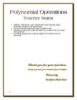 Add Subtract Multiply Polynomials Notes Examples Assignments
