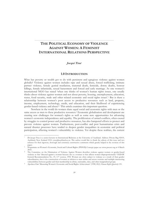 Pdf The Political Economy Of Violence Against Women