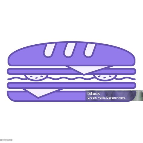 샌드위치 색상 아이콘입니다 벡터 일러스트 레이 션 빵 두 조각을 얇게 썰어 그 사이에 채운 샌드위치 맛있는 음식 패스트 푸드 컨셉 가공육에 대한 스톡 벡터 아트 및 기타