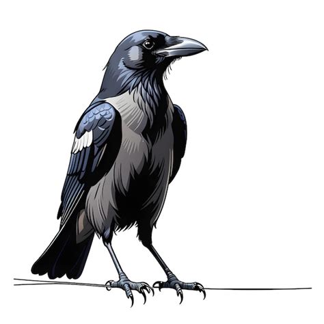 Corvus Cornix Hooded Crow Hand Drawn Vector Illustration Premium Ai