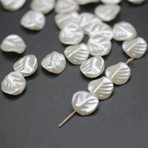 100 Pcs 115mm 아크릴 모조 진주 잎 비즈 매력 Diy 수제 귀걸이 목걸이 팔찌 액세서리 보석 만들기위한구슬