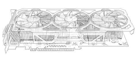 Gpu Card Outline Vector Wire Frame Future Chip Vector Wire Frame