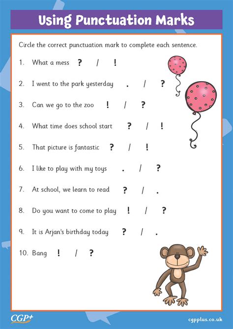 Using Punctuation Marks Foundation Year 1 Cgp Plus Worksheets
