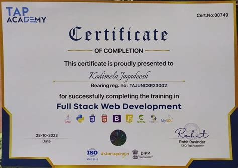 Finished Java Full Stack Web Development Jagadeesh K Posted On The Topic Linkedin