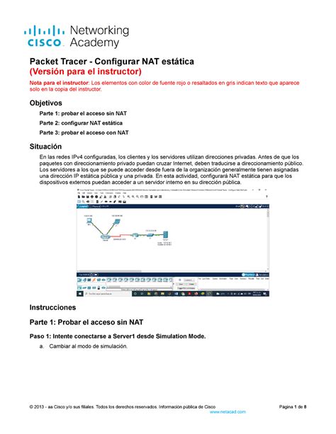 6 4 5 Packet Tracer Configure Static NAT ILM Versión para el