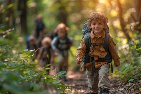 Nature Hiking Trail With Families Enjoying A Weekend Walk Premium Ai