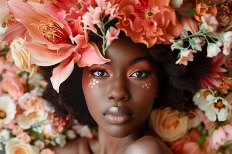 Premium Photo Woman Adorned With Flowers In Hair