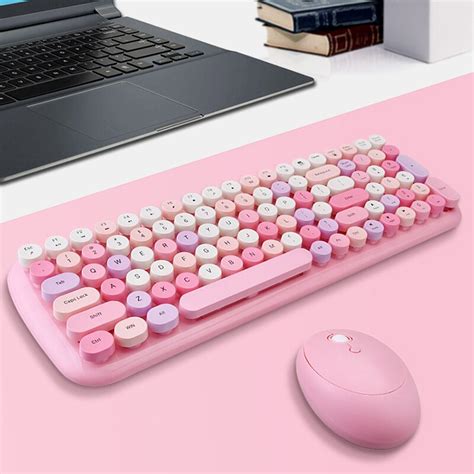 Wireless Keyboard And Mouse Combo Round Mix Keycap Vicedeal