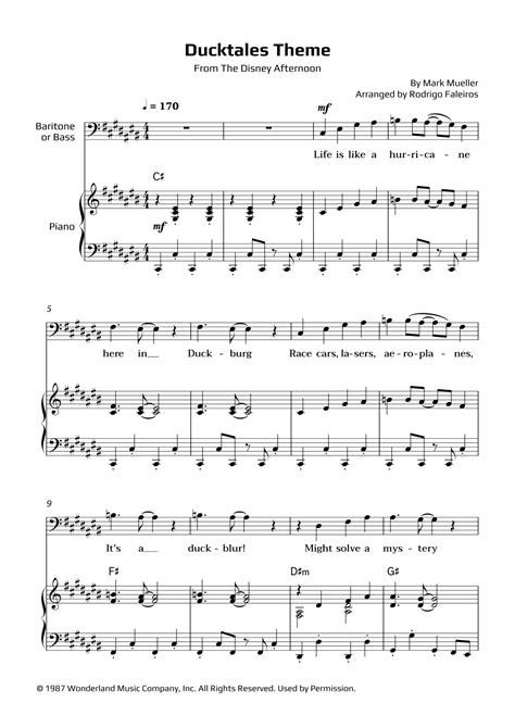 Ducktales Theme Arr Rodrigo Faleiros Sheet Music Mark Mueller