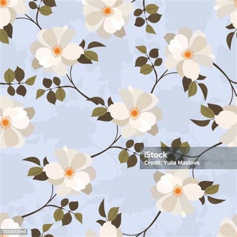 빈티지 꽃 매끄러운 패턴 꽃이 만발한 나무의 가지 파스텔 색상 0명에 대한 스톡 벡터 아트 및 기타 이미지 0명 갈색 건강한 식생활 Istock