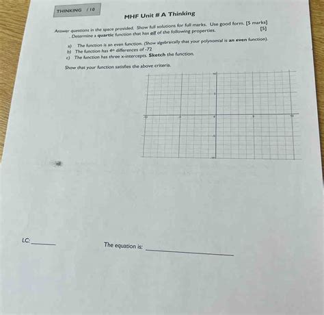 Solved THINKING 10 MHF Unit A Thinking Answer Questions In The