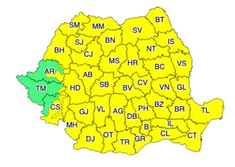 Cod galben de intensificări ale vântului ploi însemnate cantitativ și