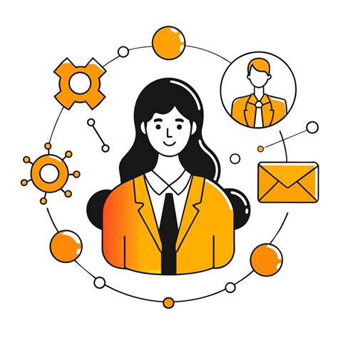 Premium Vector A Woman Surrounded By Cos And Cogs And Gears Illustration