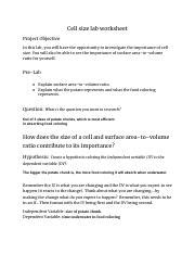 Exploring The Importance Of Cell Size A Lab Worksheet Course Hero