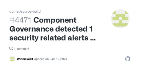 Component Governance Detected 1 Security Related Alerts At Or Above High Severity · Issue