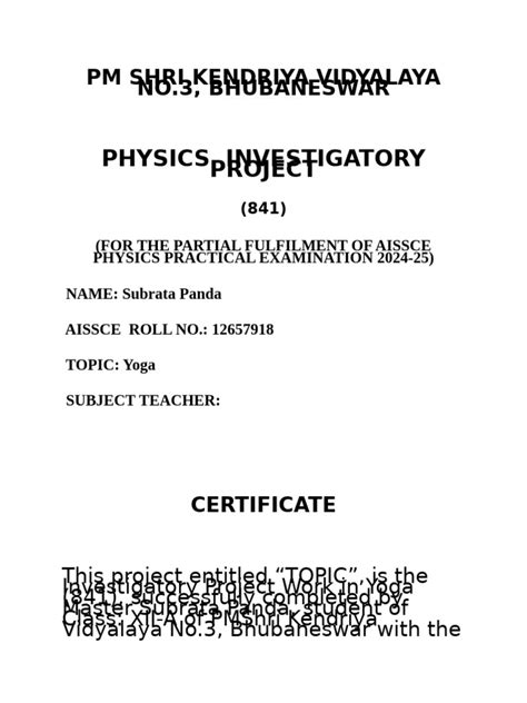 Physics Investigatory Project Pdf
