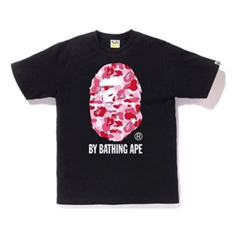 A Bathing Ape Camouflage Ape Head Logo T Shirt Black Pink Bape 9ss