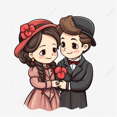 Cute Victorian Couple Cartoon In Love Each Other For Valentine S Day