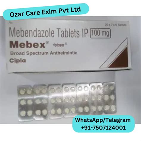 Mebendazole Tablets Ip Treatment Parasitic Worm Infections 100 Mg At