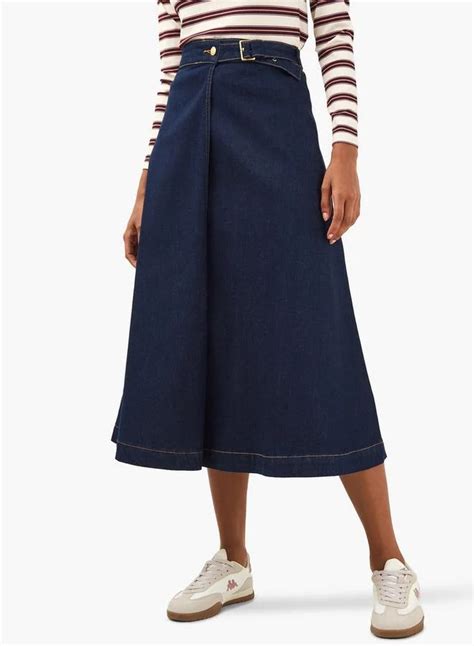 Lee Cooper Lee Cooper Midi Cotton A Line Skirt With Buckle Closure For