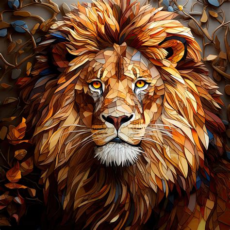 Lion In Mosaic Digital Art By Wes And Dotty Weber Pixels