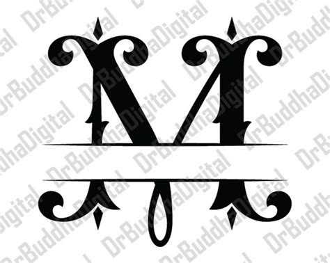Split Monogram Font Svg Collection Split Monogram Alphabet Dxf
