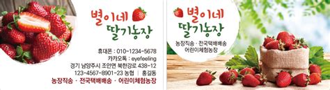 딸기 농장 명함 딸기따기 체험농장 농부 농장 명함 디자인 인쇄 제작