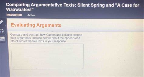 Solved Comparing Argumentative Texts Silent Spring And A Case For