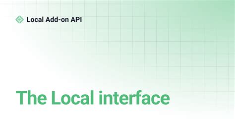 the local interface local add on api