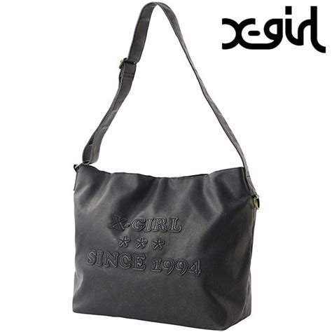 エックスガール X Girl X Girl Patched Logo Faux Leather Shoulder Bag Black