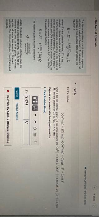 Solved The Nernst Equation 14 Of 30 Review Constantai Porn