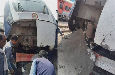 Vande Bharat Accident सांड से जा टकराई वंदे भारत ट्रेन इंजन का आगे