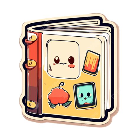 Cute Book With A Cute Character And Pictures Clipart Vector Sticker Design With Cartoon Memory