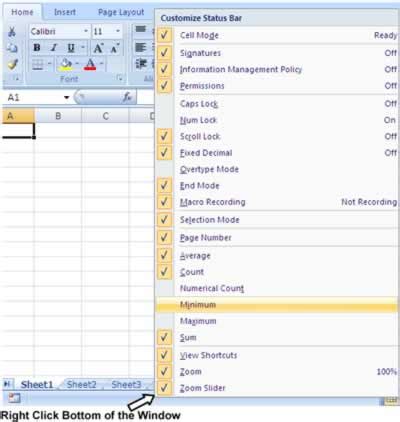 Change Status Bar Indicators MS Excel Tutorial