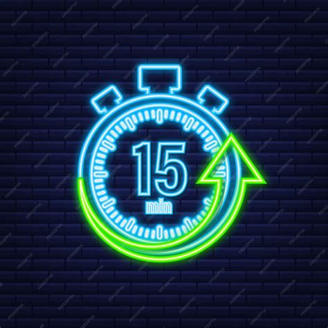Premium Vector The 15 Minutes Stopwatch Vector Neon Icon Stopwatch Icon In Flat Style Timer