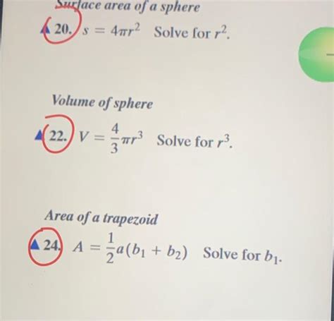 Solved Surface Area Of A Sphere S R Solve For R Chegg