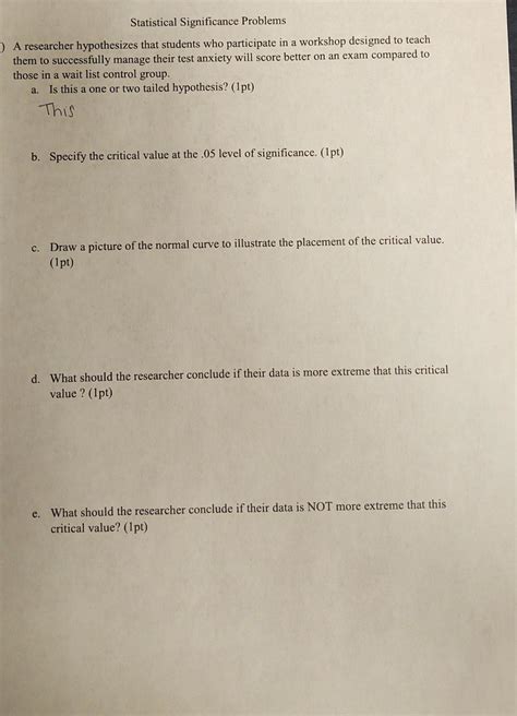 Solved Statistical Significance Problems A Researcher