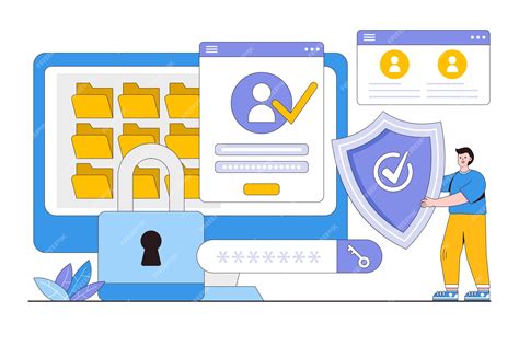 Premium Vector Flat Personal Cyberspace Data Security Man User With