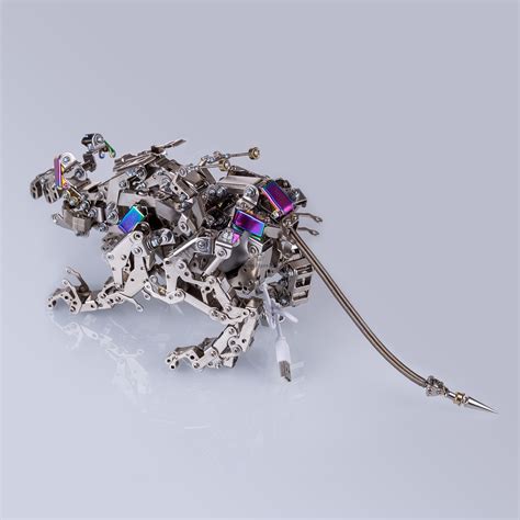 Custom Assembled 714 Piece 3d Metal Mecha Mouse Model With Built In