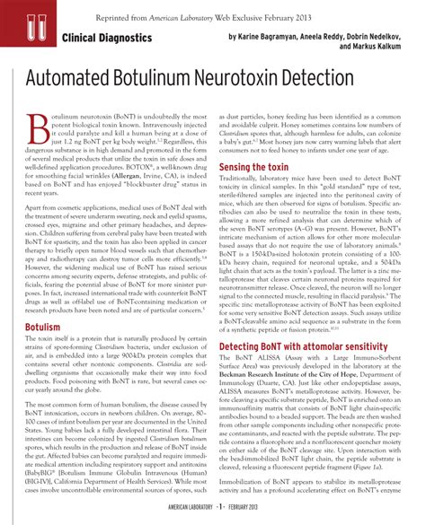 Pdf Automated Botulinum Neurotoxin Detection