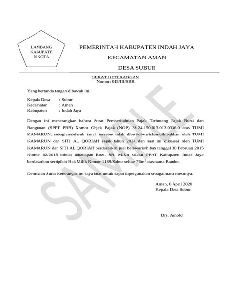 Contoh Surat Keterangan Peralihan Pdf