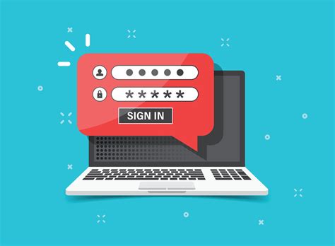 Laptop With Account Login Icon In Flat Style Password Form Page