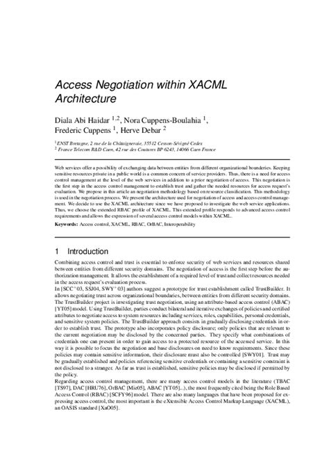 Pdf Access Negotiation Within Xacml Architecture