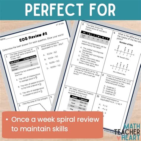 6th Grade Math Eog Spiral Review Weekly Spiral Practice Bundle Nc Eog