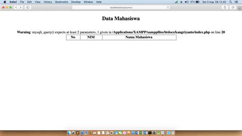 Mengatasi Warning Mysqliquery Expects At Least 2 Parameters 1