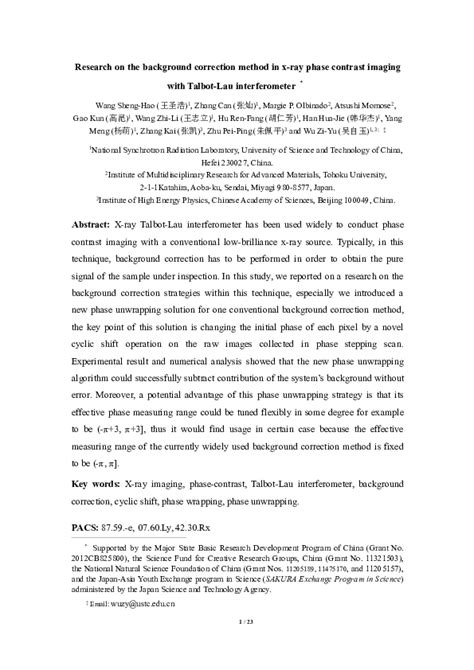 Pdf A New Background Correction Method In X Ray Phase Contrast
