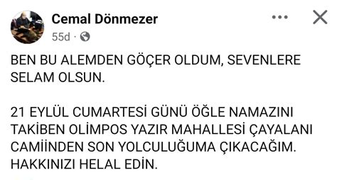 Cemal Dönmezer Vefat Etti Sabithaber