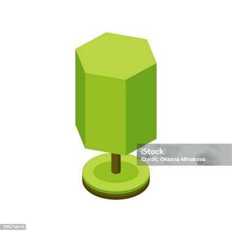 3d 등각 투영 양식에 일치시키는 녹색 나무 도시 공장 등각 투영지도 게임 및 디자인에 대한 기하학적 프리즘 모양 아이콘입니다 벡터 그림입니다 3차원 형태에 대한 스톡 벡터