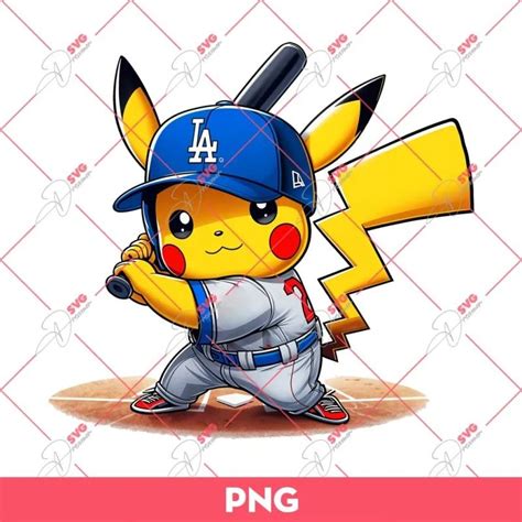 Pikachu Los Angeles Dodgers Baseball Player Png Pokemon Pikachu Baseball Png Pikachu La